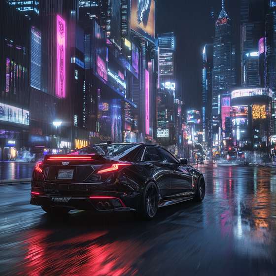 手机用户5962的文生图作品《凯迪拉克ct4 在赛博朋》 - 新片场AI创作
