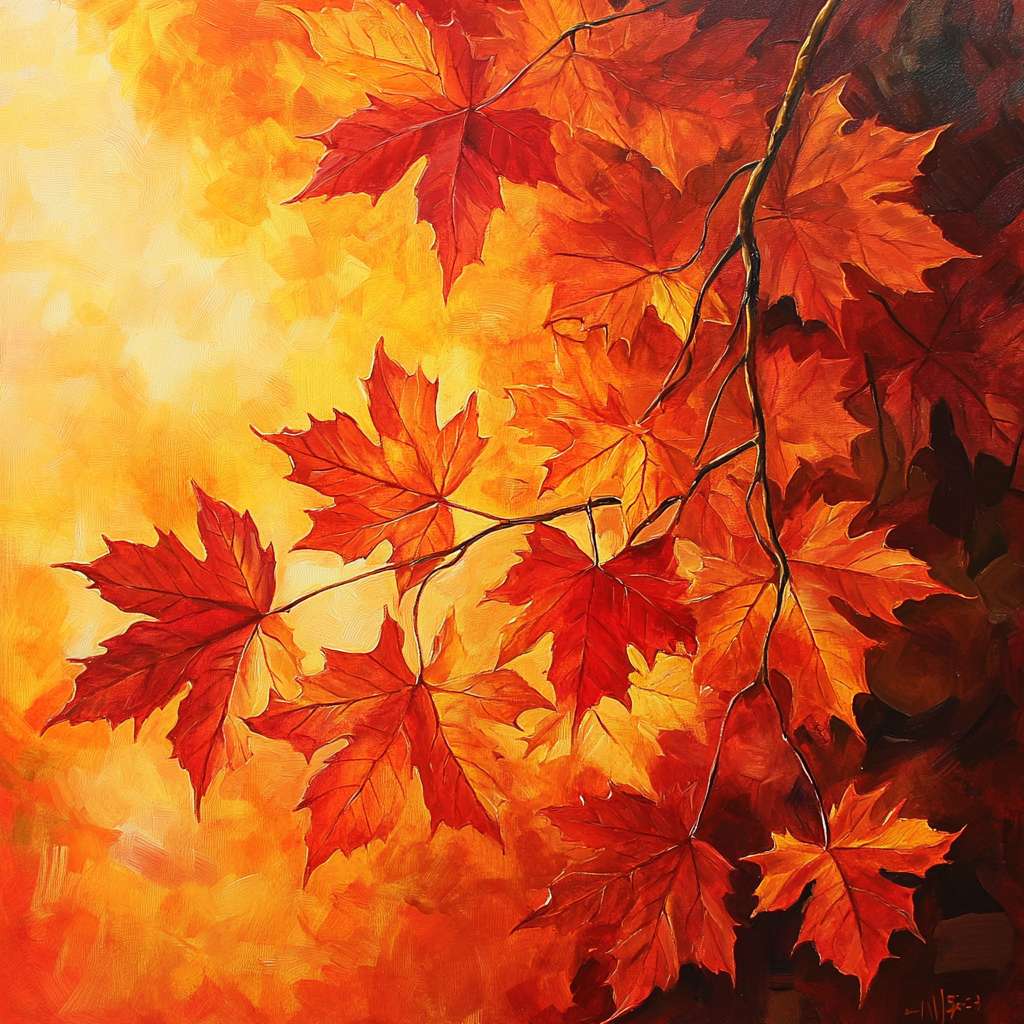eqwewq的文生图作品《秋天的枫叶，如同火焰般燃》 - 新片场AI创作